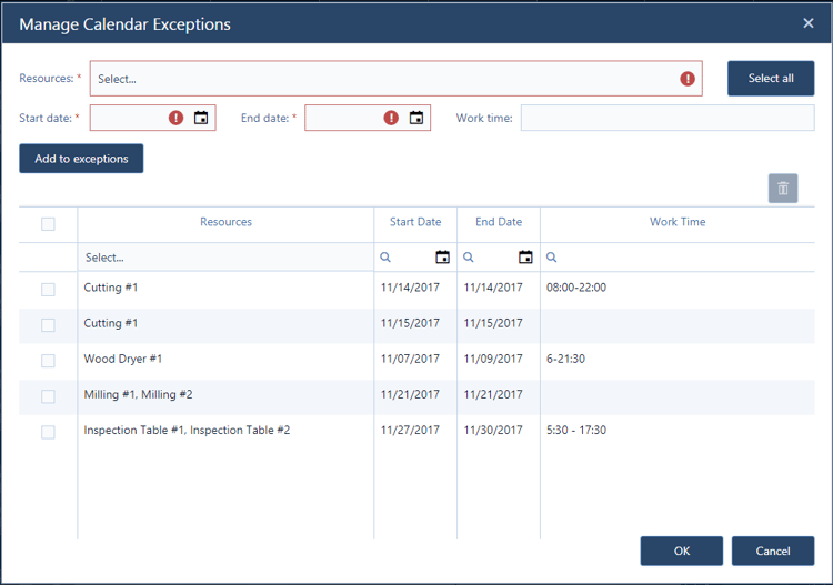 Dialog redesign and improved calendar exception handling